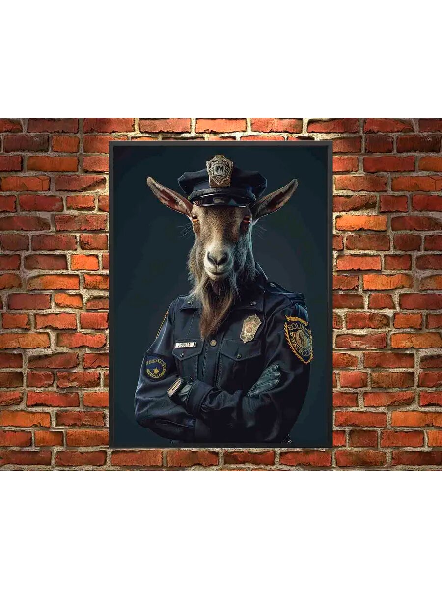 Альпийский козел-Животное-полицейский 4, Плакат 30x42см
