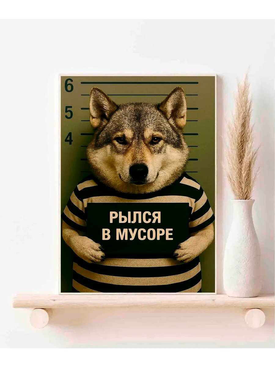 Западносибирская лайка, Рылся в Mусоре, Плакат 30x42см