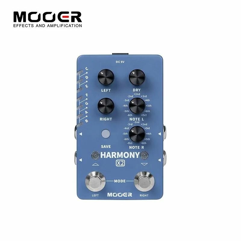 Mooer Harmony X2 / Педаль эффектов для гитары до 12 тонов. Каждый тон имеет 11 режимов гармонии
