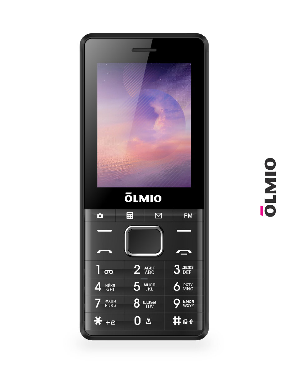 Телефон кнопочный OLMIO A25, с фонариком, для детей и работы, 2SIM, чёрный
