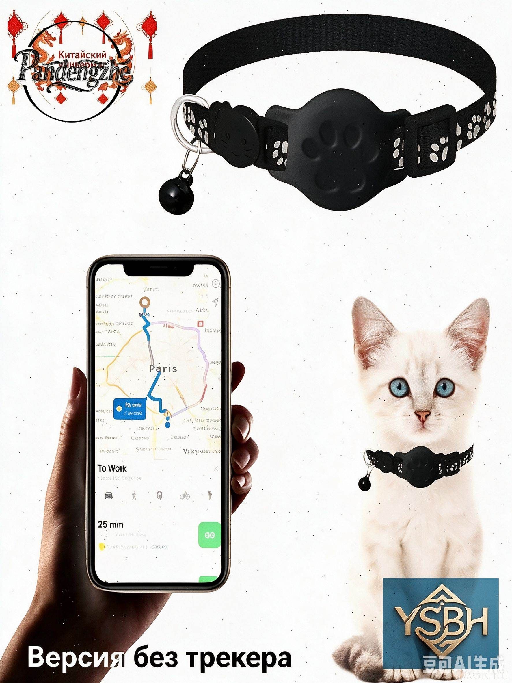 Умная метка отслеживания GPS для котов: компактный дизайн для ошейника с сертификацией Гугл