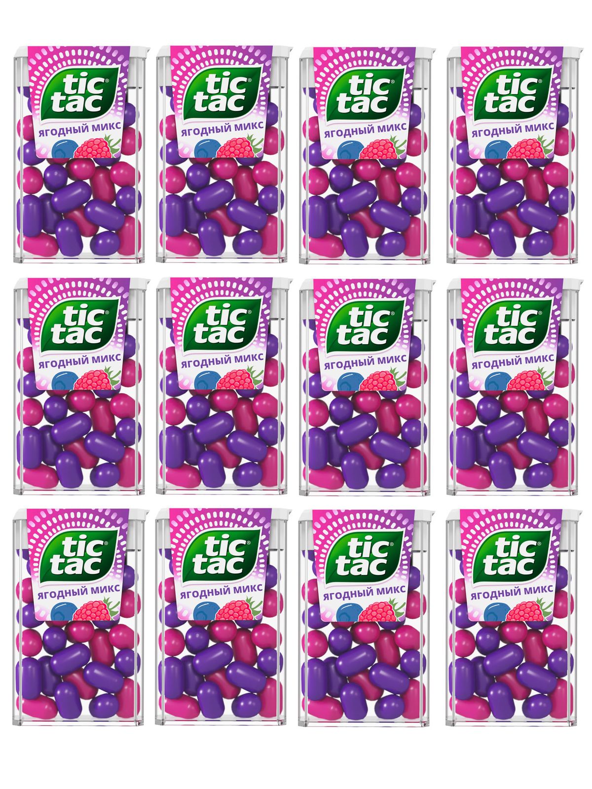 Tic Tac Драже со вкусом малины и голубики, освежающее, 16 гр, 12 шт