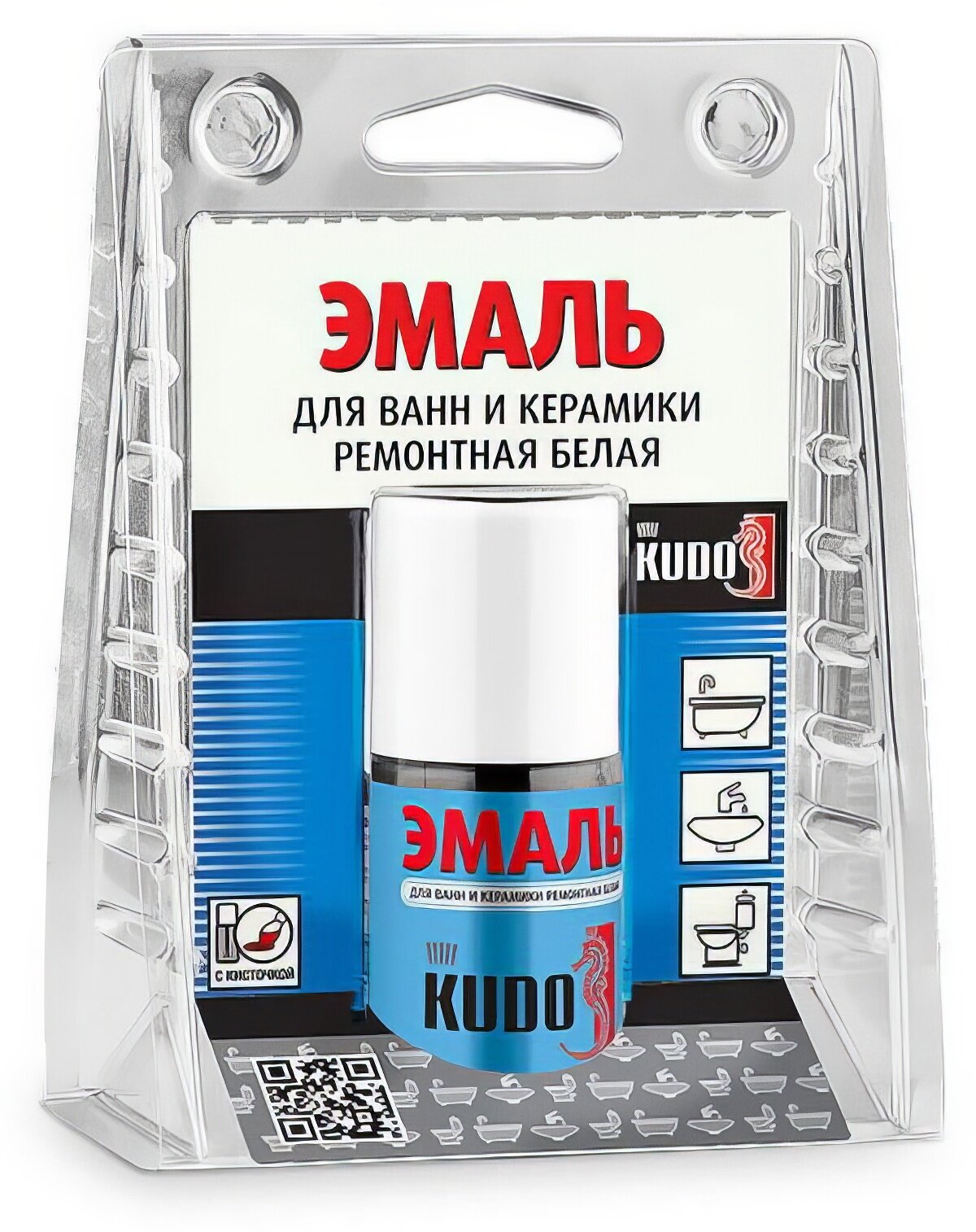 Эмаль для ванн и керамики KUDO с кисточкой 15мл белая
