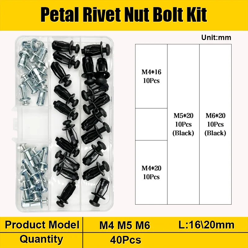 YMAX Набор крепежа M4 M5 M6 (40pcs) M4M5M6