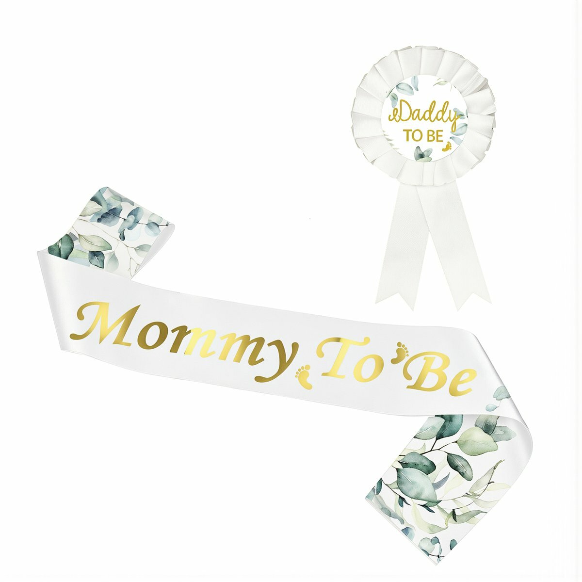 Лента на плечо и значок Mommy to Be акварельный эвкалипт комплект для торжества Baby Shower аксессуары