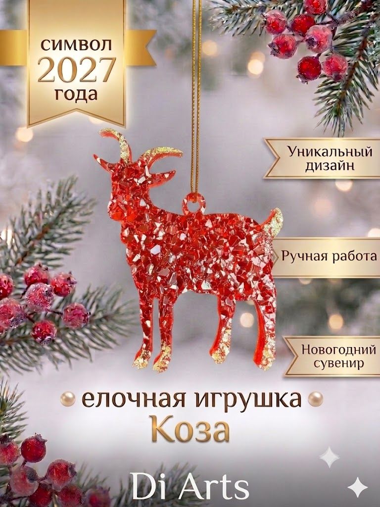Елочная игрушка Коза - Символ 2027 года