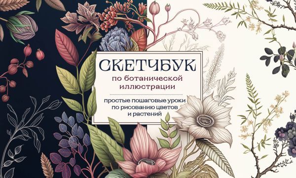 Скетчбук Бомбора по ботанической иллюстрации. Простые пошаговые уроки по рисованию цветов и растений, Николаева А. Н, мягкая обложка, 2025 год