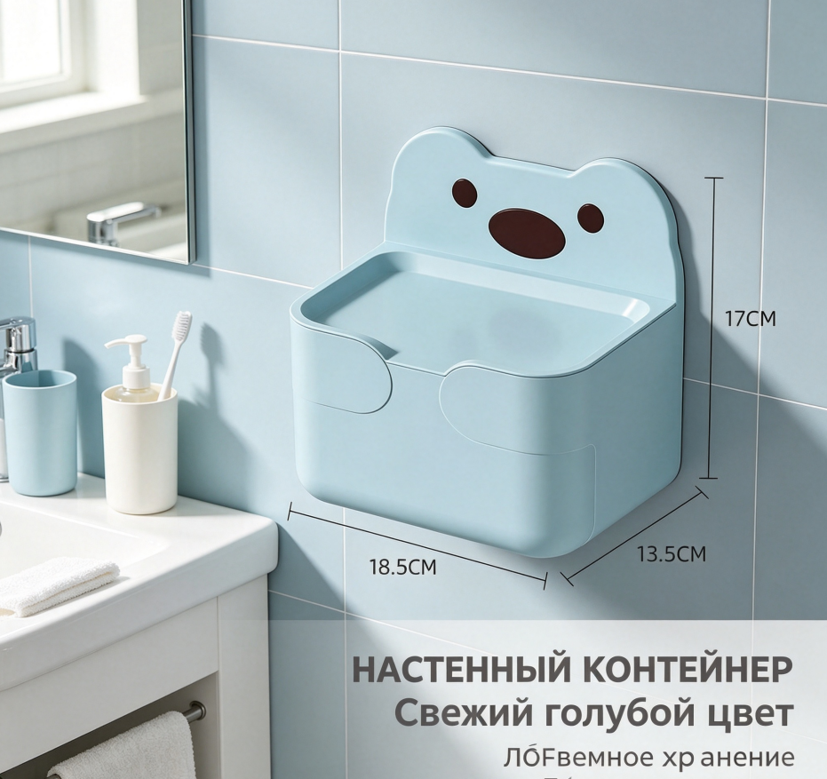 Настенный держатель для салфеток в виде милого мишки, без сверления, органайзер для ванной и кухни