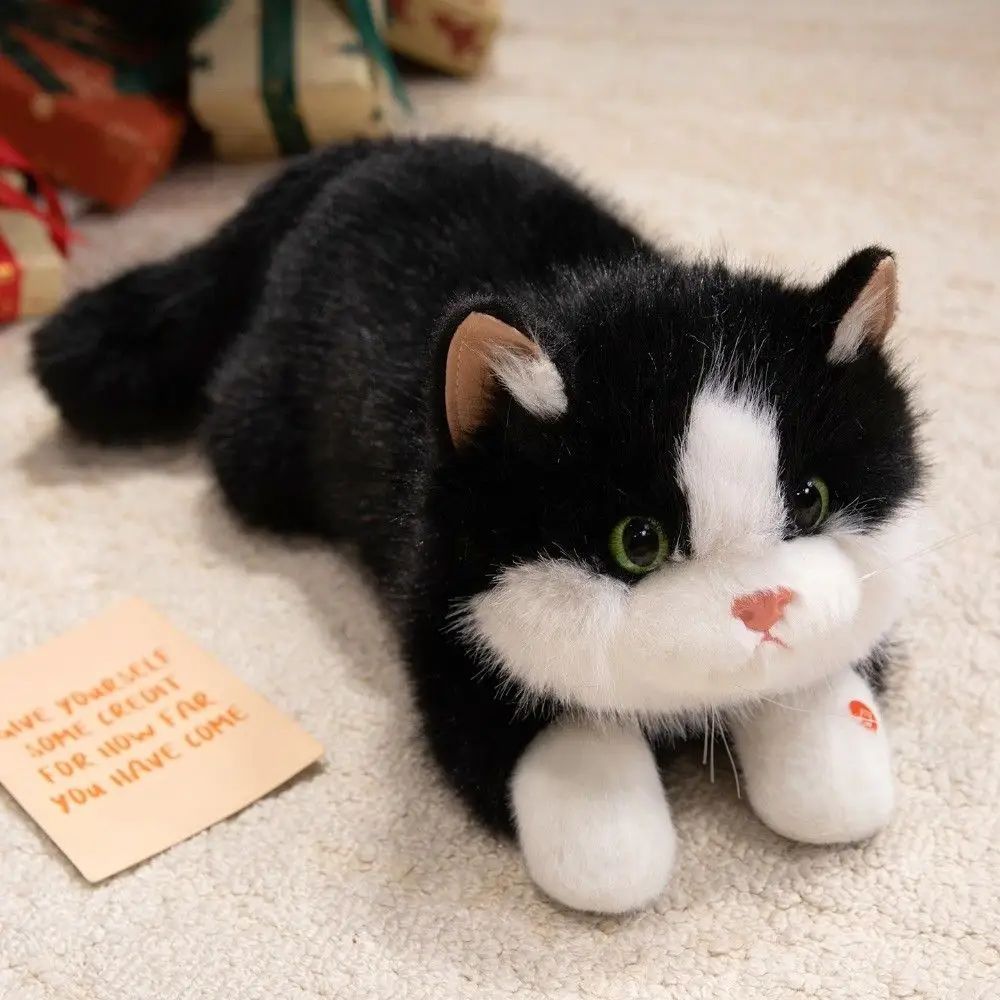 Мягкая игрушка кошка черного цвета, плюшевый котенок для детей и взрослых, размер 27 см