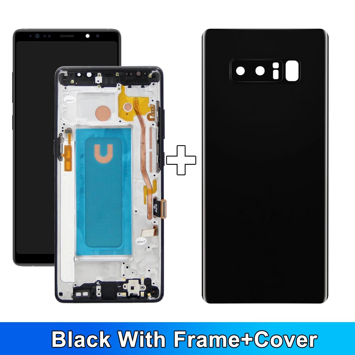 Экран Note 8, экран с рамкой для Samsung Note8 N950F N950U N950W N950FD, Black Frame Cover
