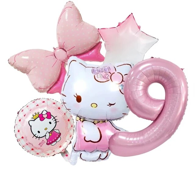 Украшения для дня рождения в стиле Hello Kitty, милый набор фольгированных воздушных шаров в виде цифры 32 дюйма с изображением кота Hello Kitty, игрушка в подарок на вечеринку в честь рождения девочки. Размер воздушного шара: Другой