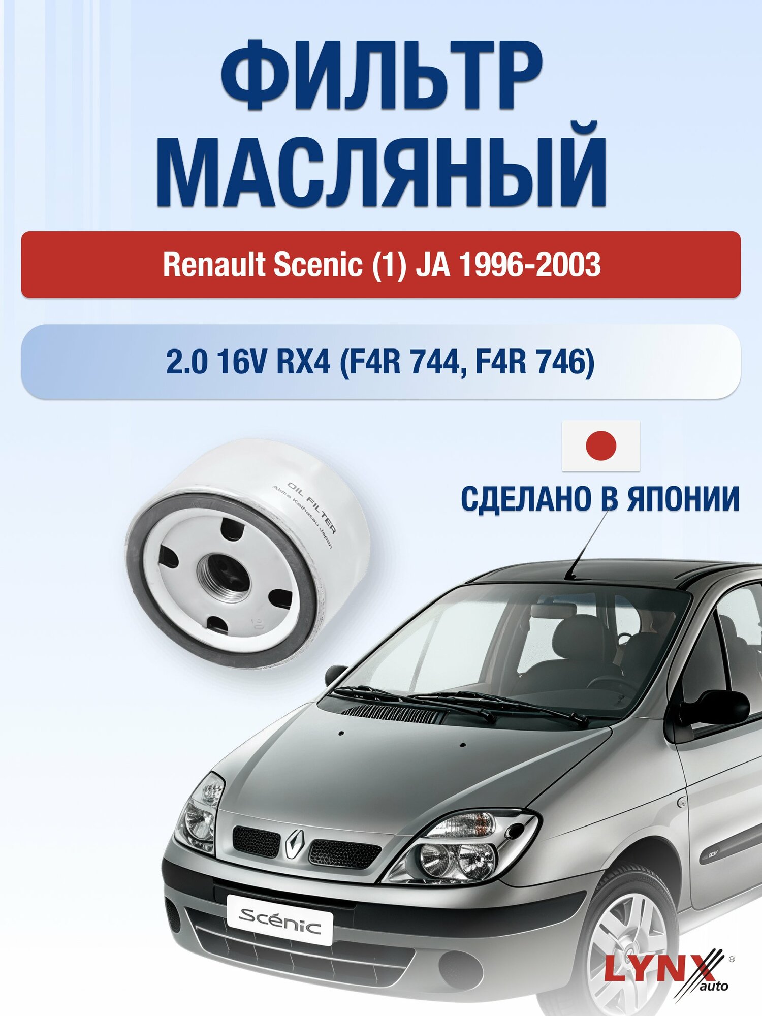 Масляный фильтр на Renault Scenic (1) JA / 1996-2003г./ Двигатель 2.0 16V RX4 (LС-1400). Рено Сценик / LYNXauto