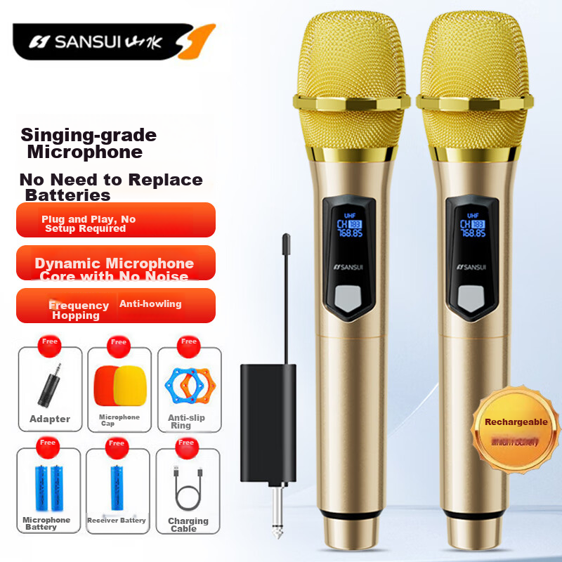 SANSUI U7 беспроводной микрофон с литий-ионной батареей и двойным каналом для карате сцены пения лекций и открытых