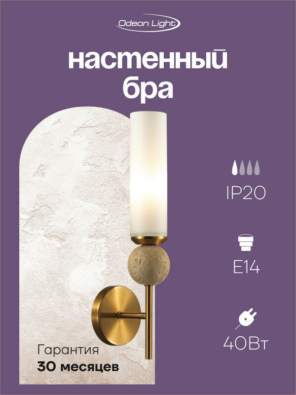 Настенный светильник ODEON LIGHT LOLLA 6625/1W E14 40W латунь