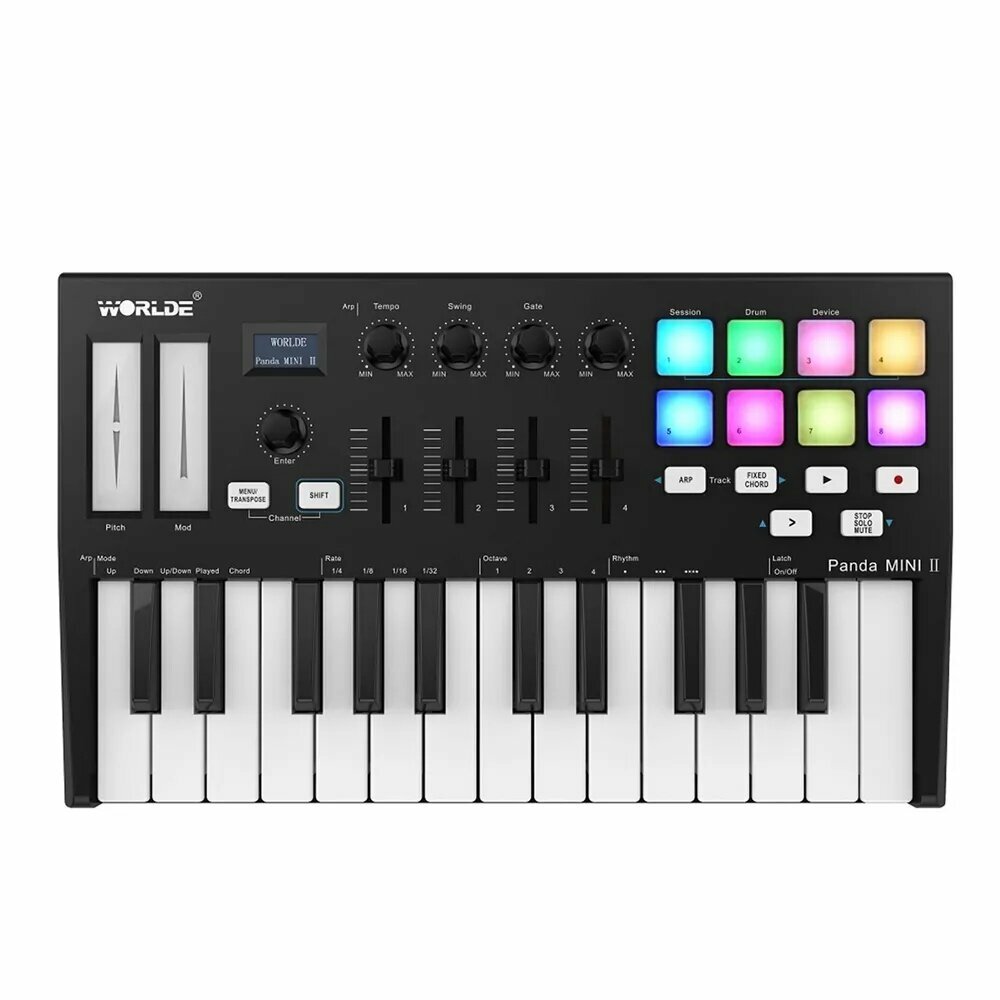 WORLDE Panda MINI II Портативный 25-клавишный USB-контроллер MIDI-клавиатуры