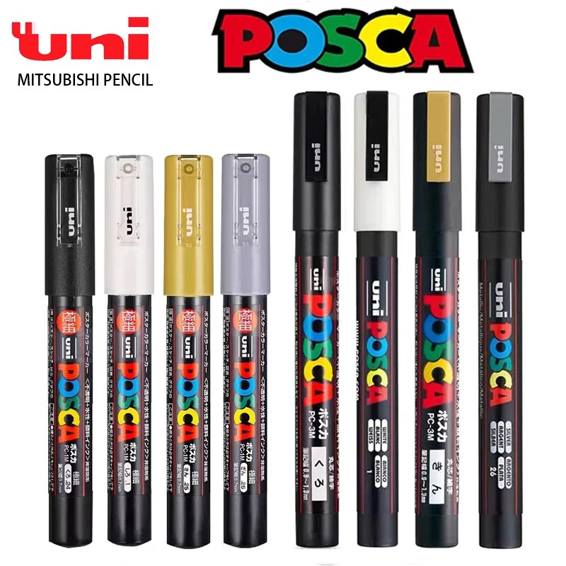 Набор маркеров UNI POSCA PC-1M/3M/5M PC-5M 4Colors — фото 1
