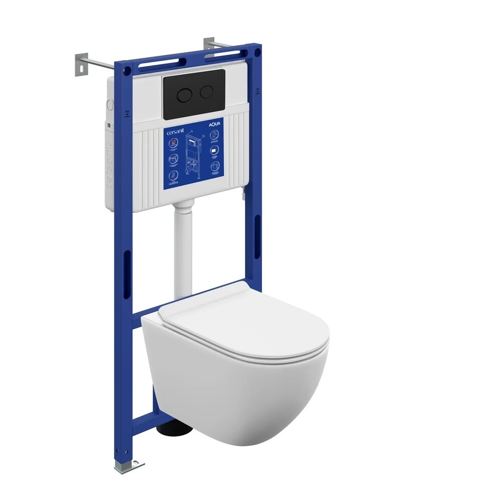 Комплект 5 в 1 Cersanit Браско (Brasko) 69478 кнопка смыва черная матовая, микролифт