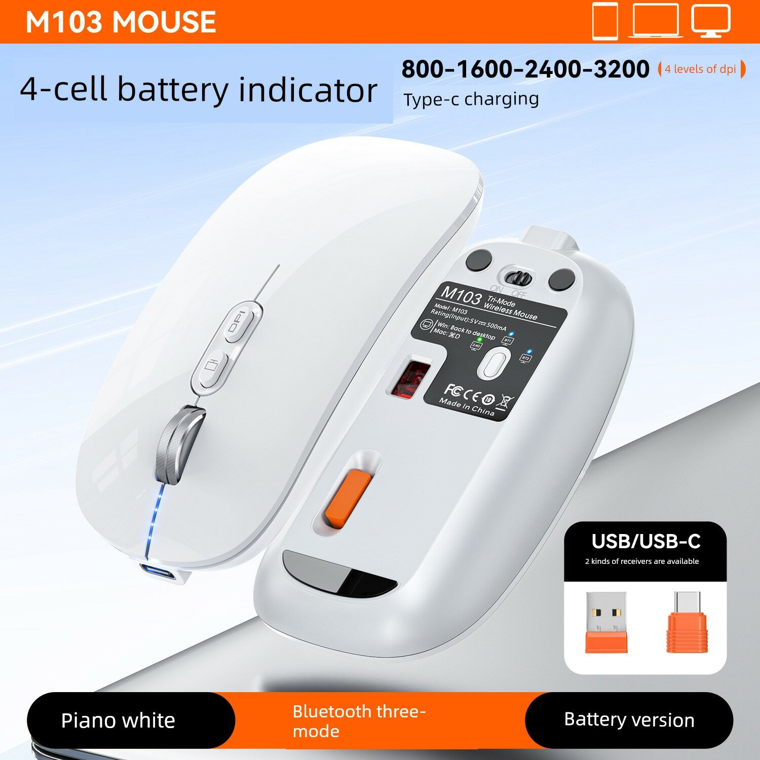 Беспроводная мышь для Lenovo Y7000P/R9000P - Тройной режим (2.4G/Bluetooth/Проводной), тихие клавиши, долгий срок