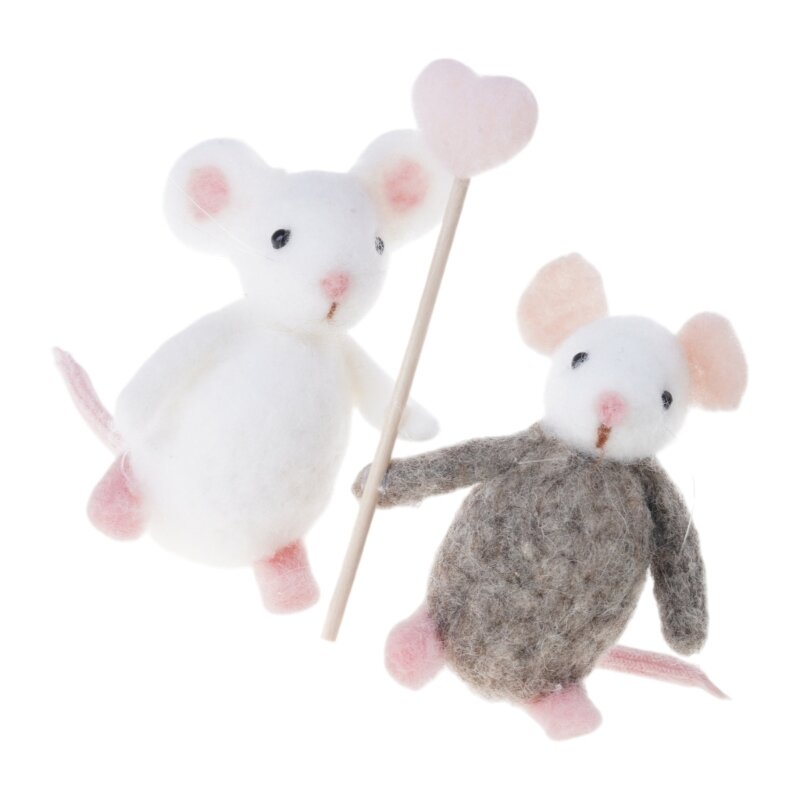 Mouse Shape Wool Fabric Poking Art Set Perfect For Home Styling