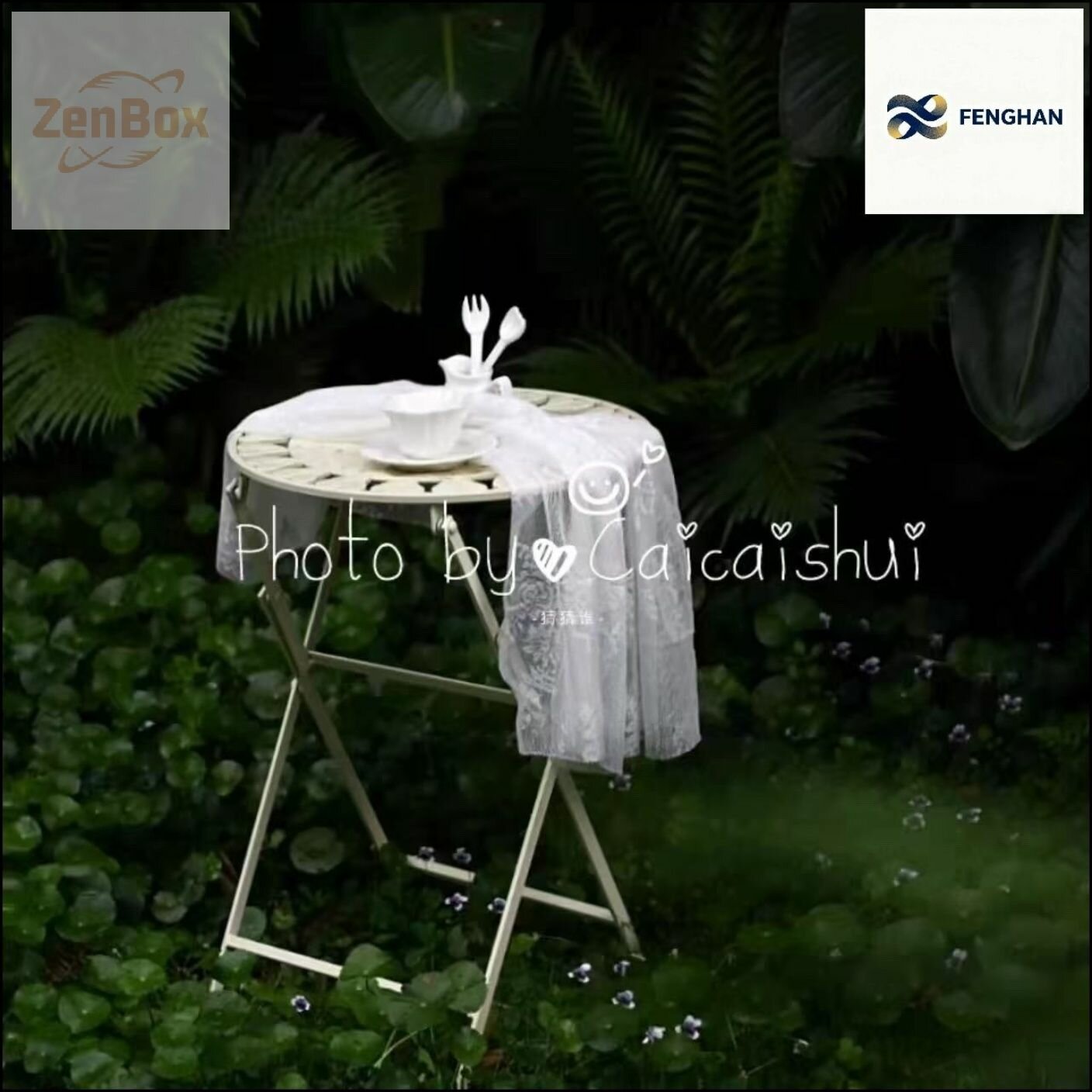 Складной садовый круглый стол, металлический