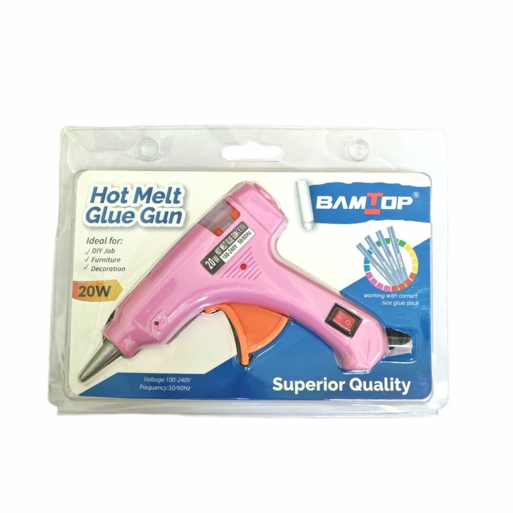 Клеевой пистолет Egoist мощность 20 Вт, диаметр клеевого стержня 0,7 см, 2 стержня в комплекте (SV-2-5pink)