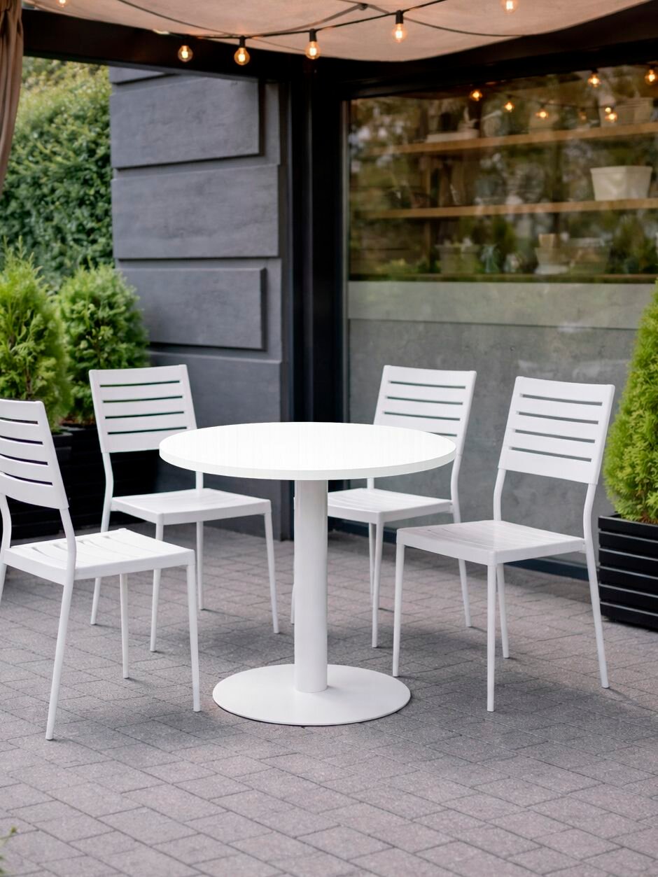 Стол обеденный круглый, для кафе Константа, 70 см, Белый 25 мм