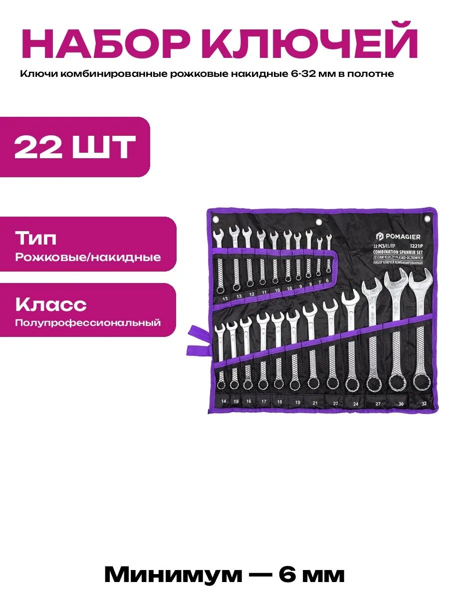 Ключи комбинированные рожковые накидные 6-32 мм антикоррозия