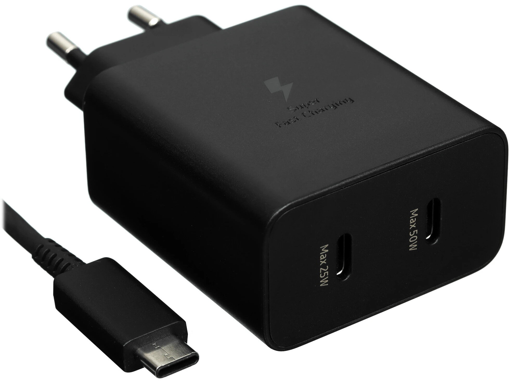 Сетевое з/у + DАТА кабель Samsung EP-T5020X, 50W, 2xUSB-C, Черный (EP-T5020XBEGEU)