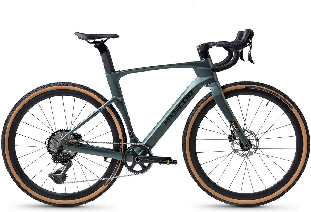 Велосипед Mxscoo Gravel 9BIke 700C GV940 (2026), карбоновая рама, размер 48 см, цвет Зеленый