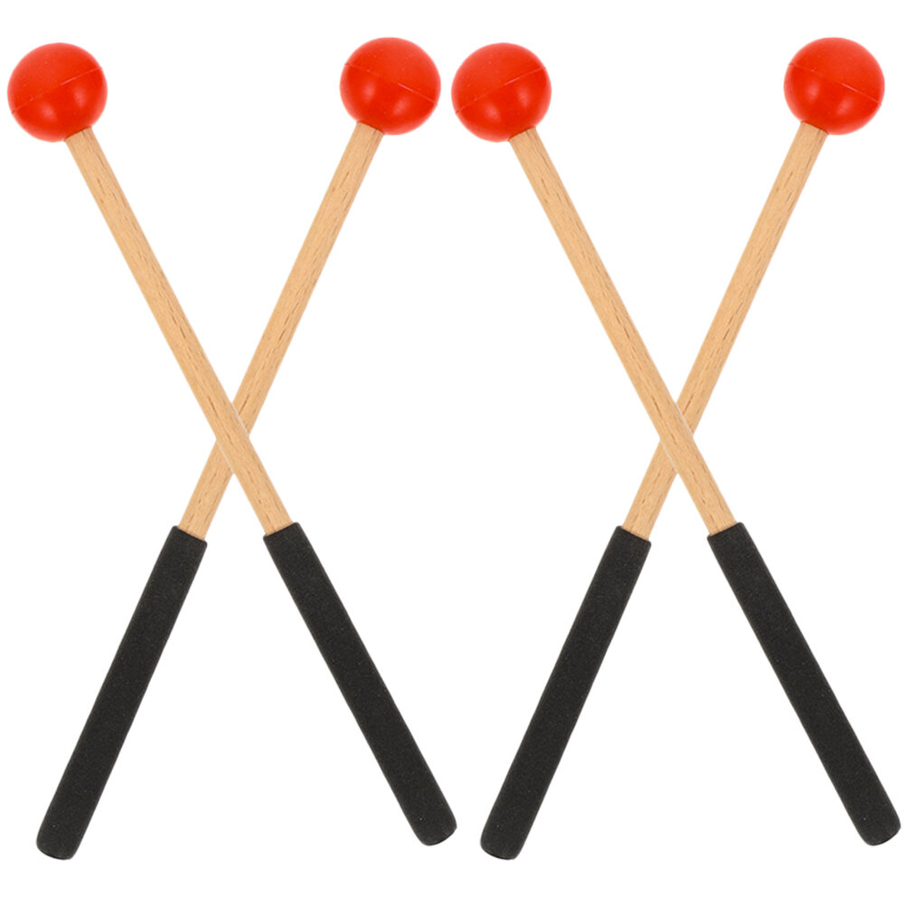 Эфирные барабанные палочки, молоточки для маримбы с ручками, молоточки для ксилофона, звуковые молоточки из красного кирпича, ударные палочки для инструментов Орфа (2 пары, красные).