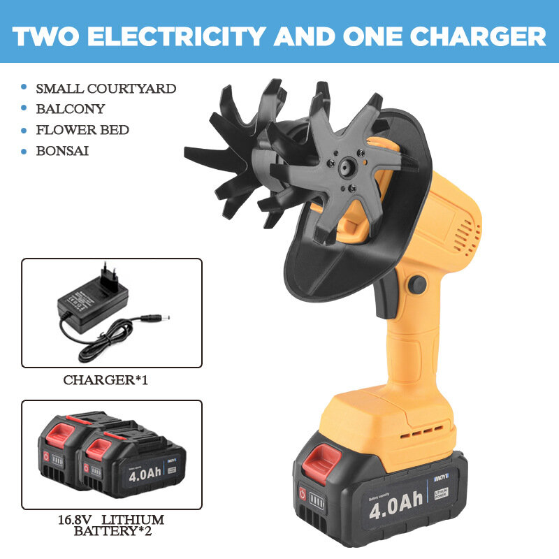 Литиевый аккумуляторный культиватор, небольшой бытовой роторный культиватор, ручной портативный электрический культиватор, микрокультиватор для прополки садовых бонсай.