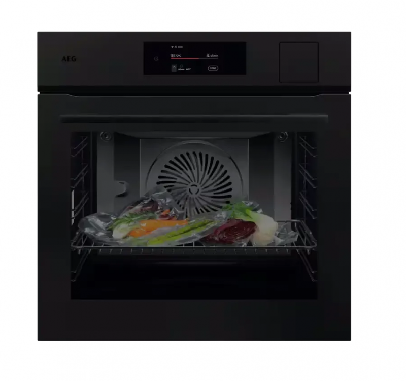 Духовой шкаф с паром AEG NBP8S731AT SteamPro, пиролиз, термощуп, телескопы, TFT дисплей, черный матовый (Германия)