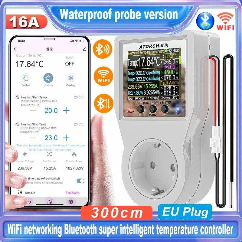 WiFi термостат для котла ATORCH 220В EU Waterproof NTC 3M