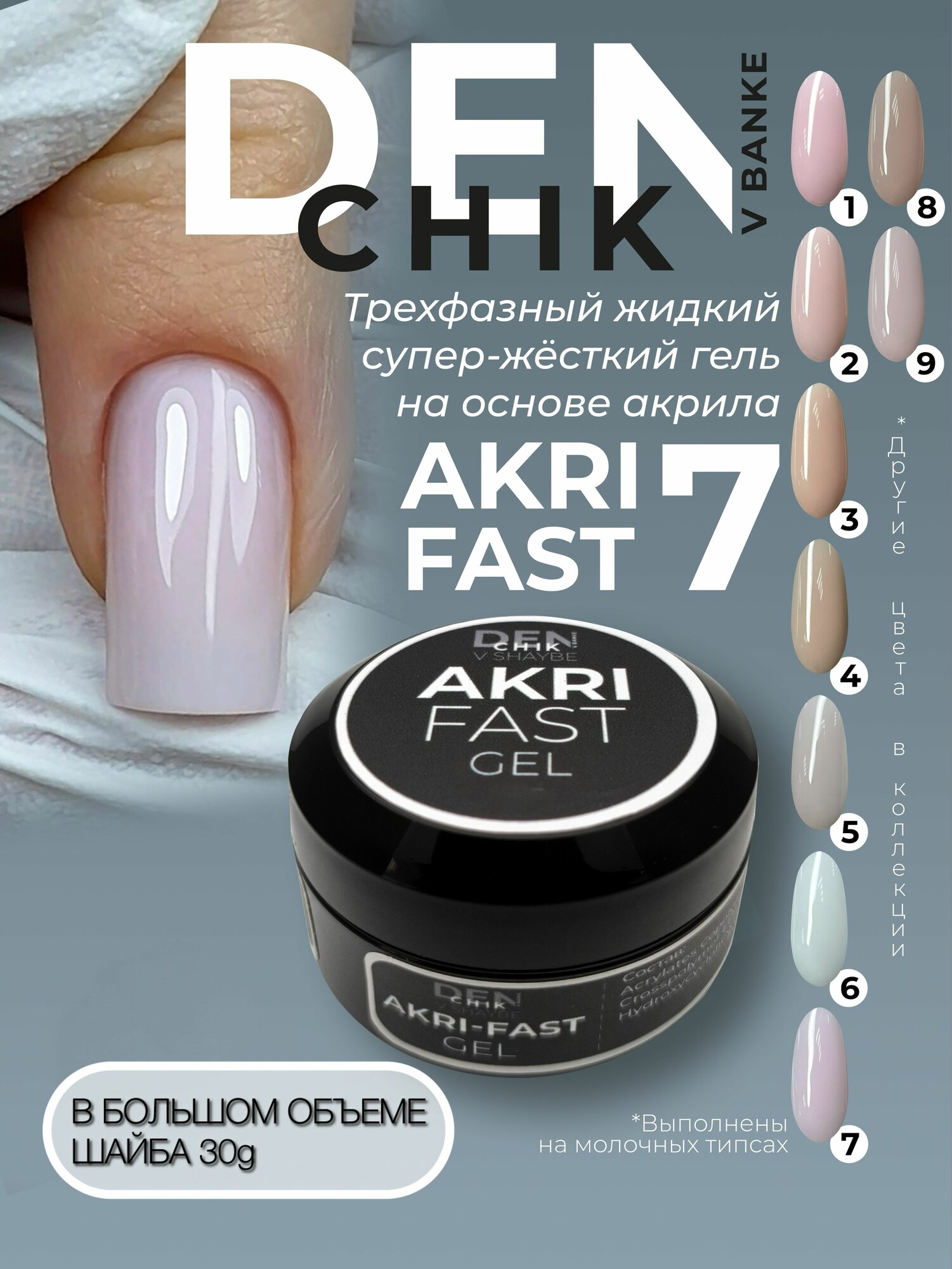 Гель для моделирования ногтей Akri-fast 30гр