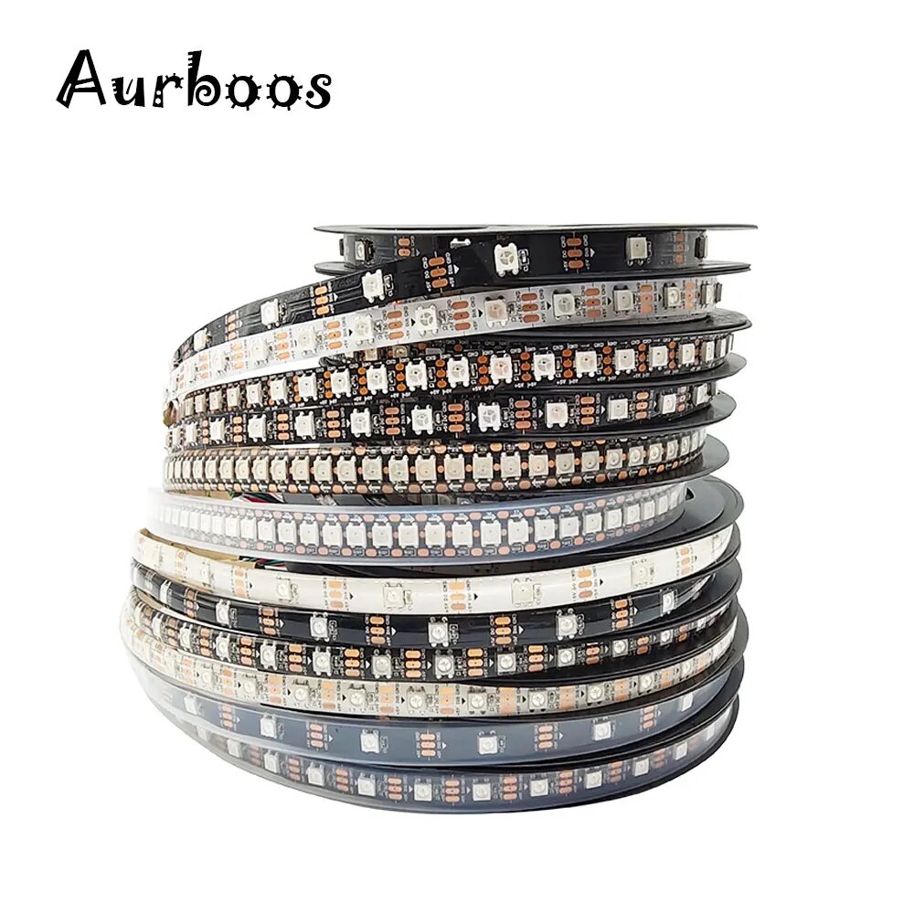 RGB светодиодная лента Aurboos WS2812B 5M 60 White PCB IP30