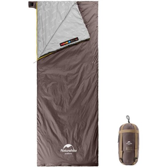 Спальный мешок Naturehike LW180, 205х85 см, (ТК: +15C), коричневый NH21MSD09-LW180XLGBR