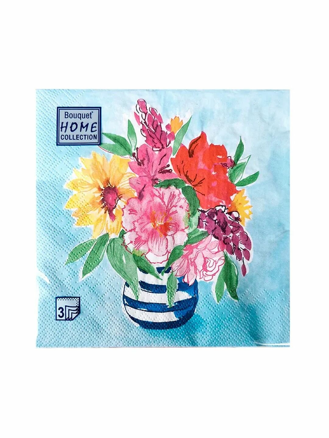 Салфетки бумажные трехслойные "Art Bouquet Home Collection" Акварельный натюрморт, 33х33 см, в пачке 20 штук