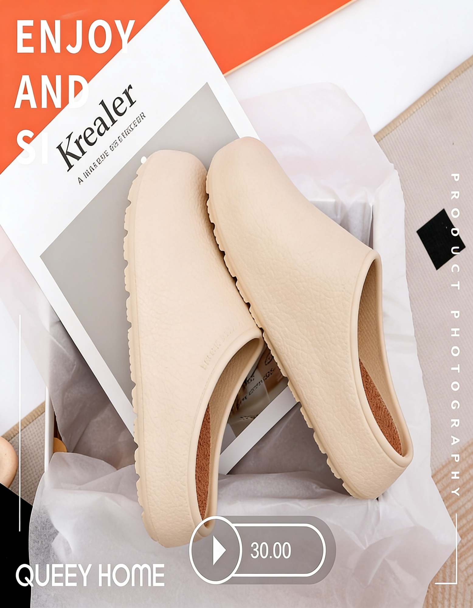 Тапочки Baotou для мужчин и женщин trend casual с нескользящей подошвой lazy pedal (абрикос) 42-43
