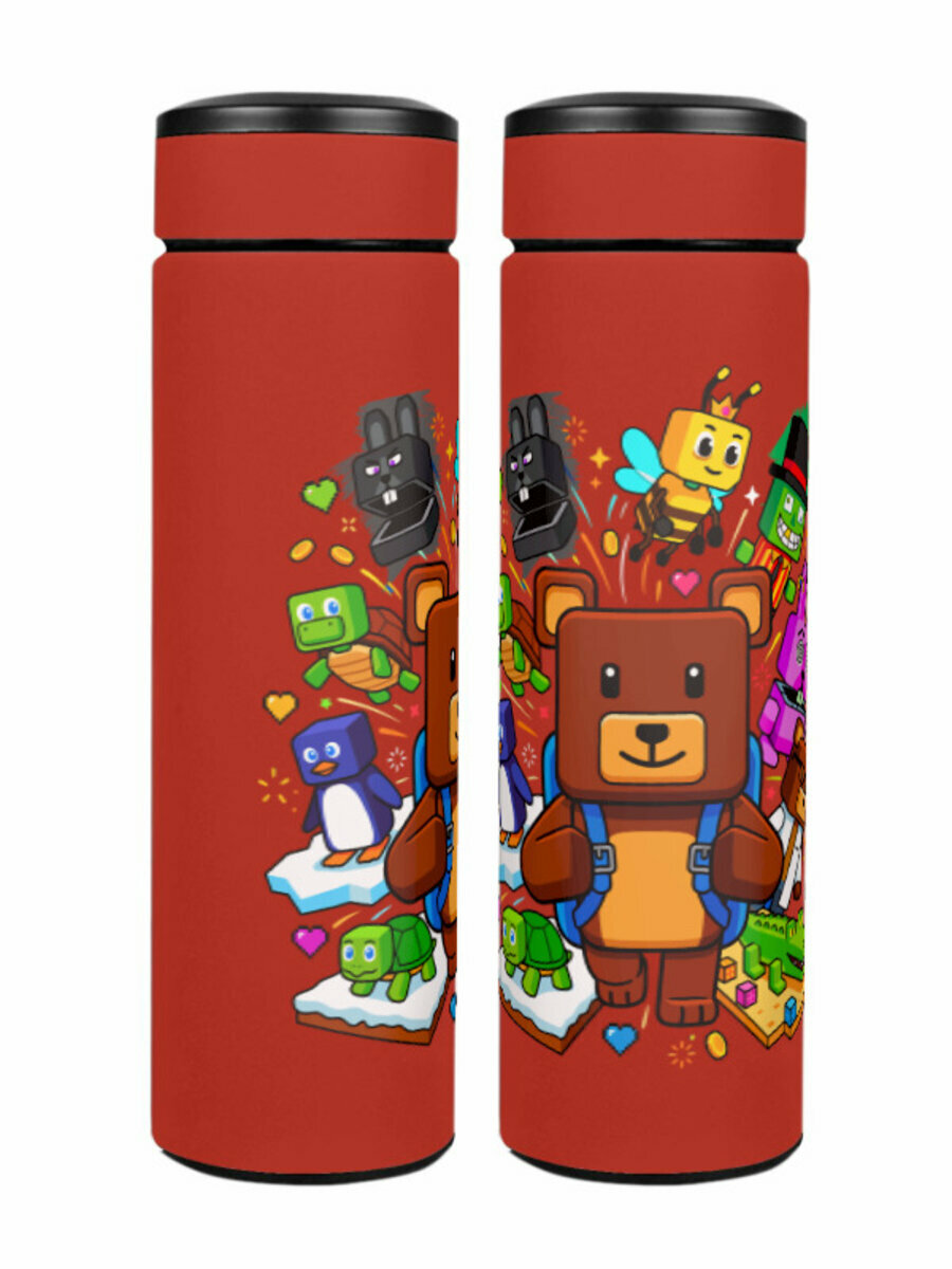 Термос «super bear adventure супер беар адвенчер SBA мишка» (красный)