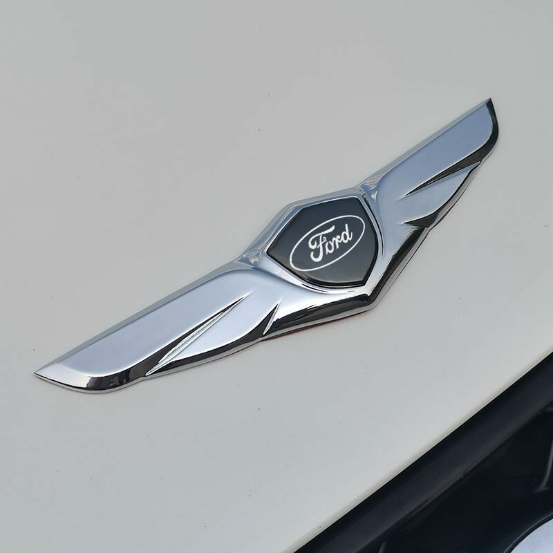 Значок Ford антикоррозионный с нержавеющим центральным логотипом и ABS-крыльями, 21×5 см для капота и задних дверей