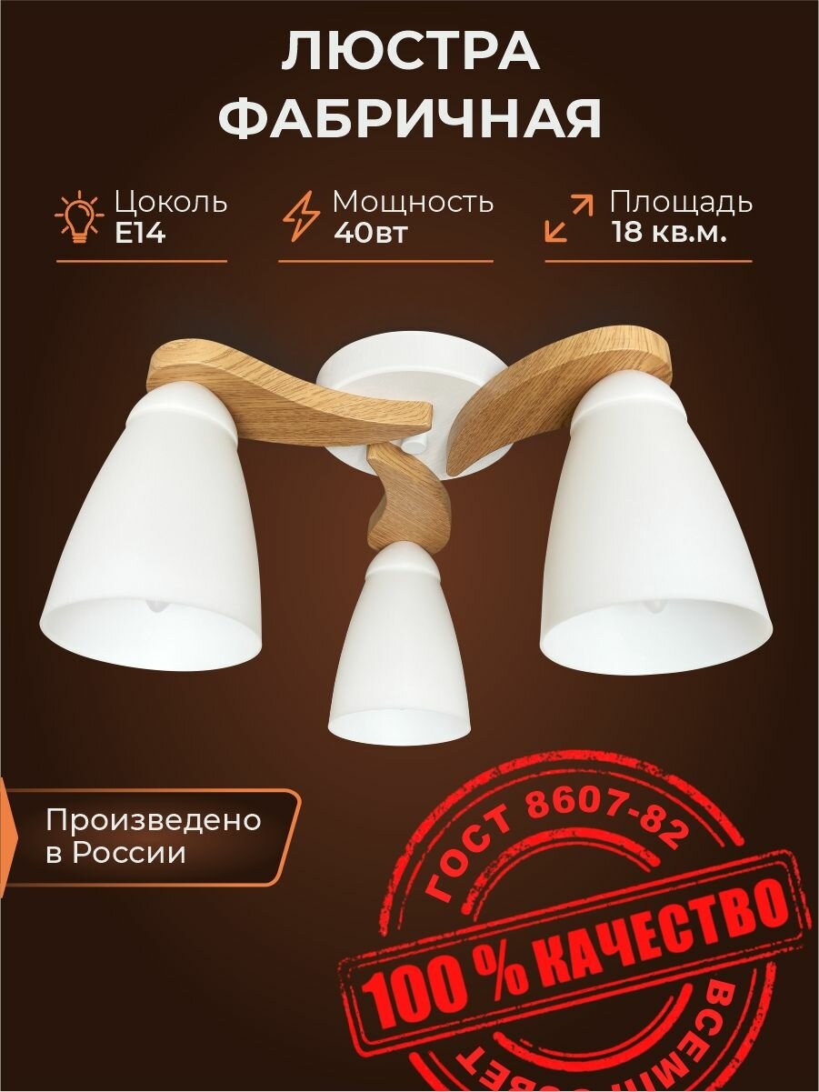 Потолочная рожковая люстра SN-3-E14 белый натуральный с пластиковыми плафонами