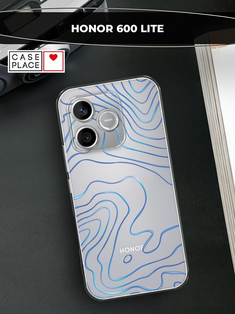 Чехол на Honor 600 Lite / Хонор 600 Лайт с принтом Blue lines, прозрачный