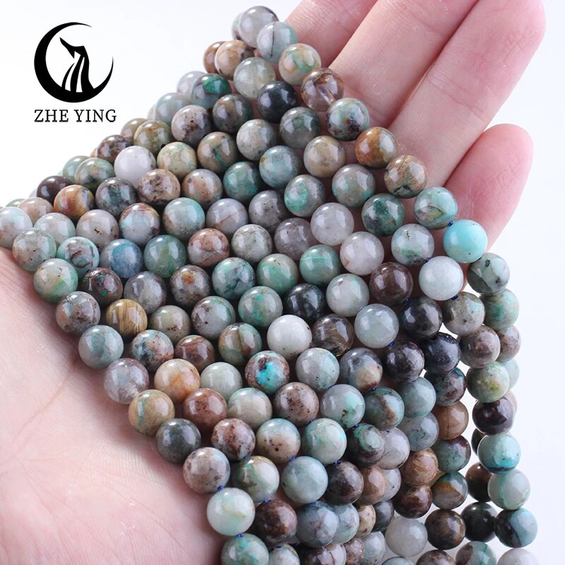 Бусины Zhe Ying хризоколла 6 8 10 мм 10-10.5mm(35-37pcs), 283. Chrysocolla L.2