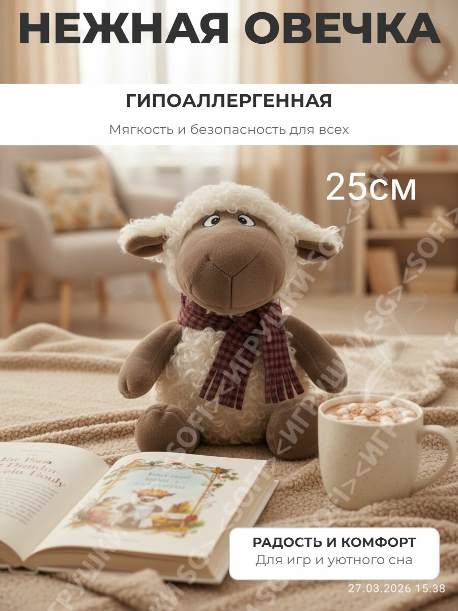 Мягкая игрушка антистресс Овечка/Барашек -25 см