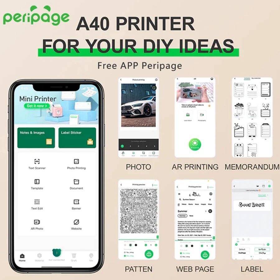 Термопринтер Peripage P40 P81, цвет P81, 2 рулона, 1 сумка — фото 1