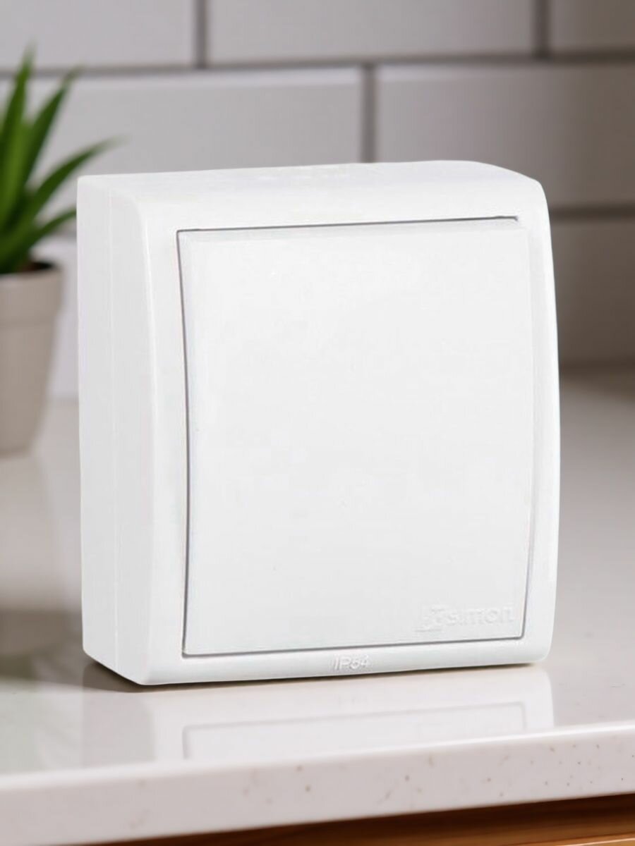 Simon 15 Aqua Белый Выключатель 1-клавишный наружный, IP54