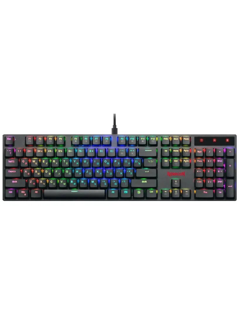 Клавиатура проводная Redragon Apas 78118 игровая механическая RGB, тонкая,104 клавиши, черная (1/10)