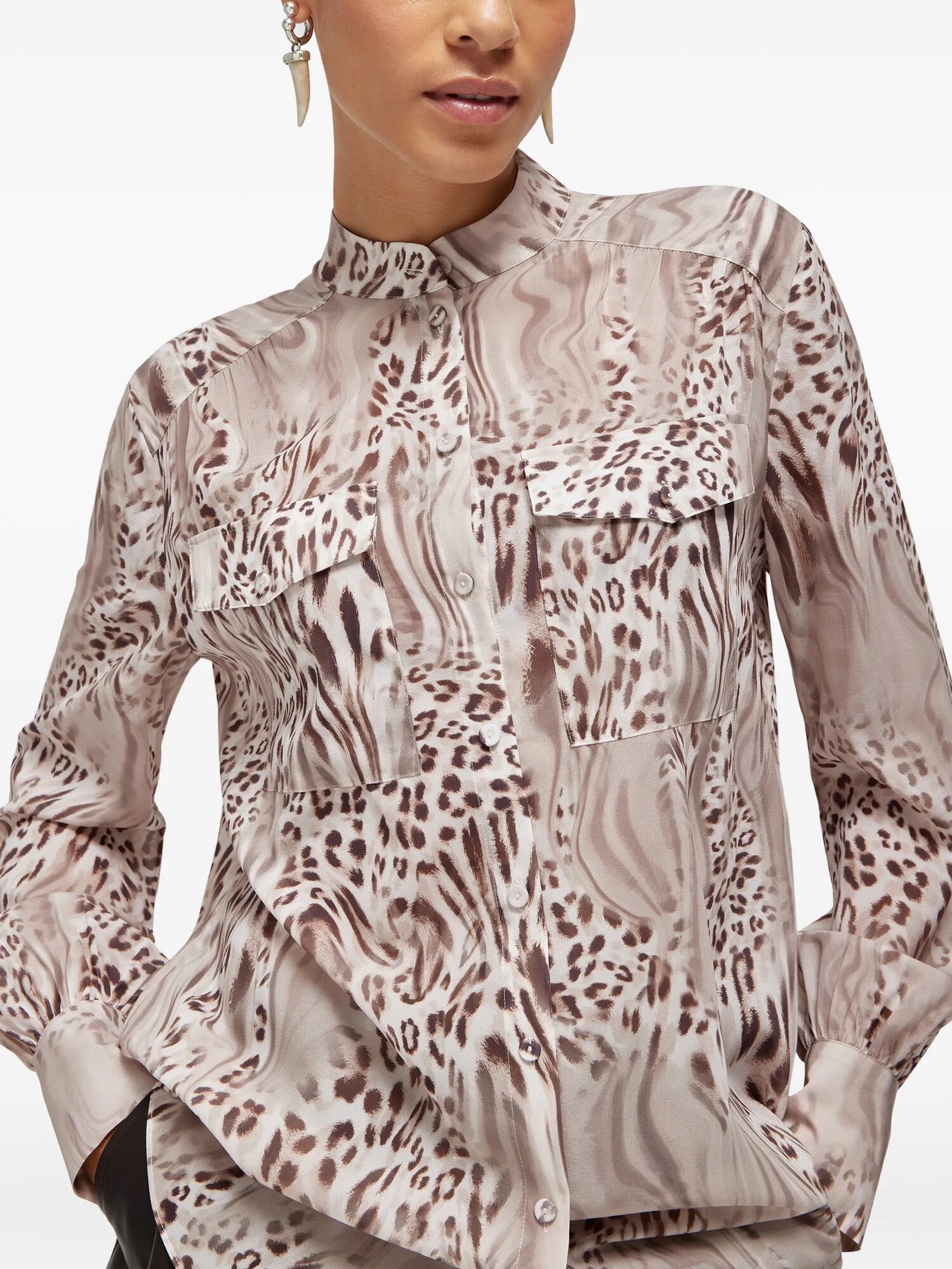 Рубашка Blugirl Leopard-print button-down shirt, размер 46 — фото 1