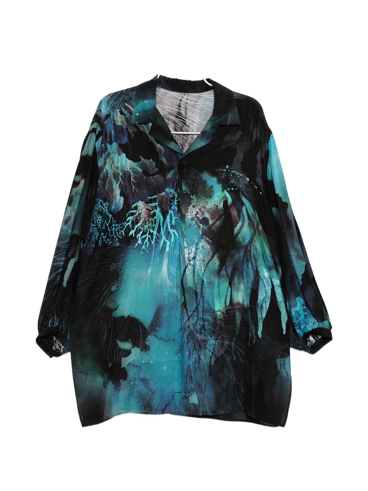 Рубашка Yohji Yamamoto Graphic-print camp-collar shirt