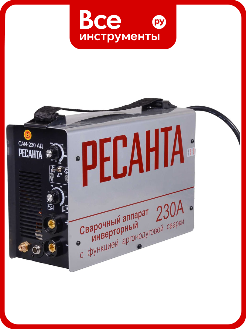 Аргонодуговой, Ресанта, инвертор Ресанта САИ 230 АД 65/17, легированной стали и, работы на постоянном токе